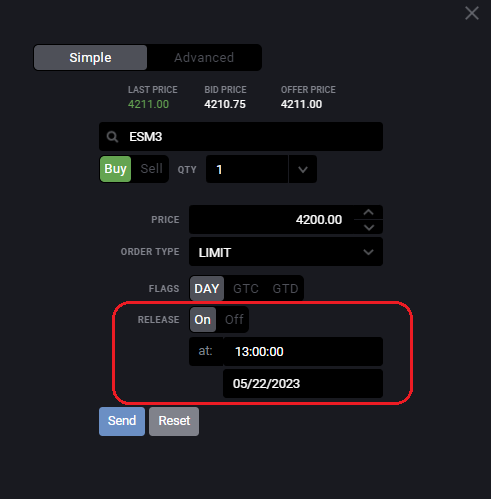 How Can I Place a Time-Released Order? – Tradovate LLC